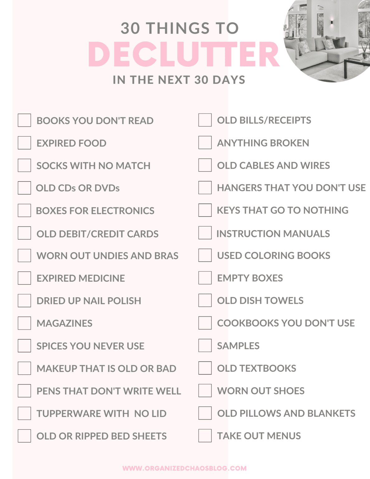 30 Things to Declutter in the Next 30 Days - Organized Chaos Blog
