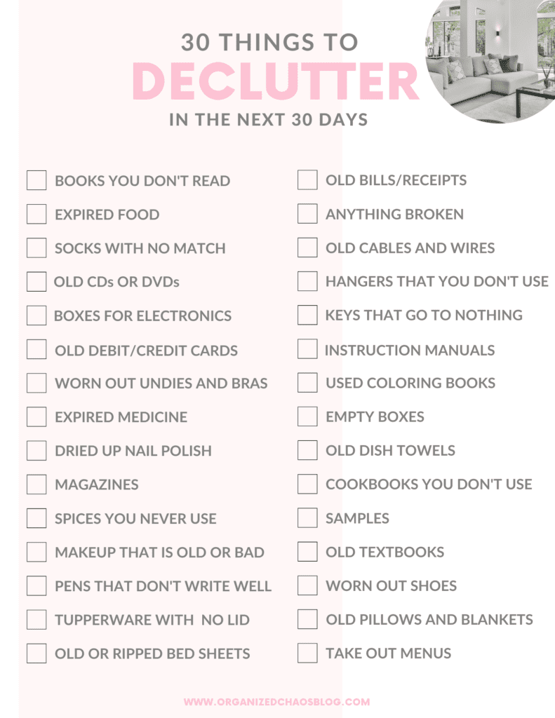 30 Things to Declutter in the Next 30 Days - Organized Chaos Blog