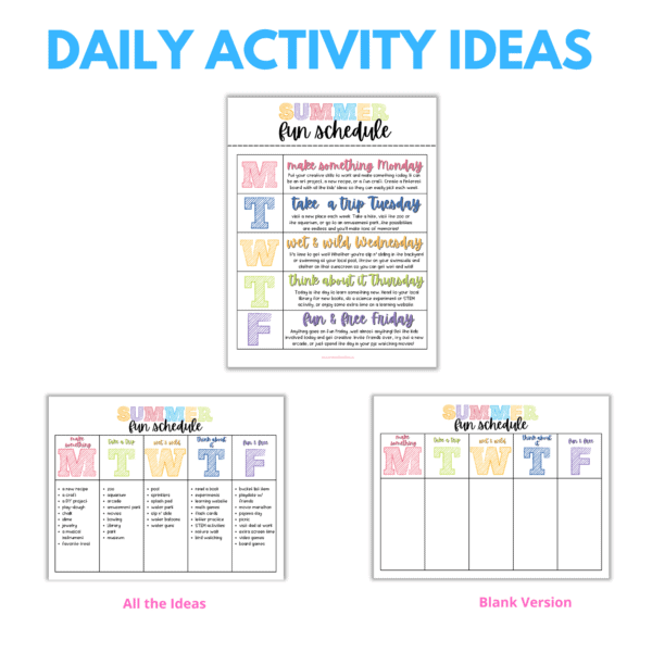 Summer Schedule Ideas for Kids + Activities Planner & Organizer ...